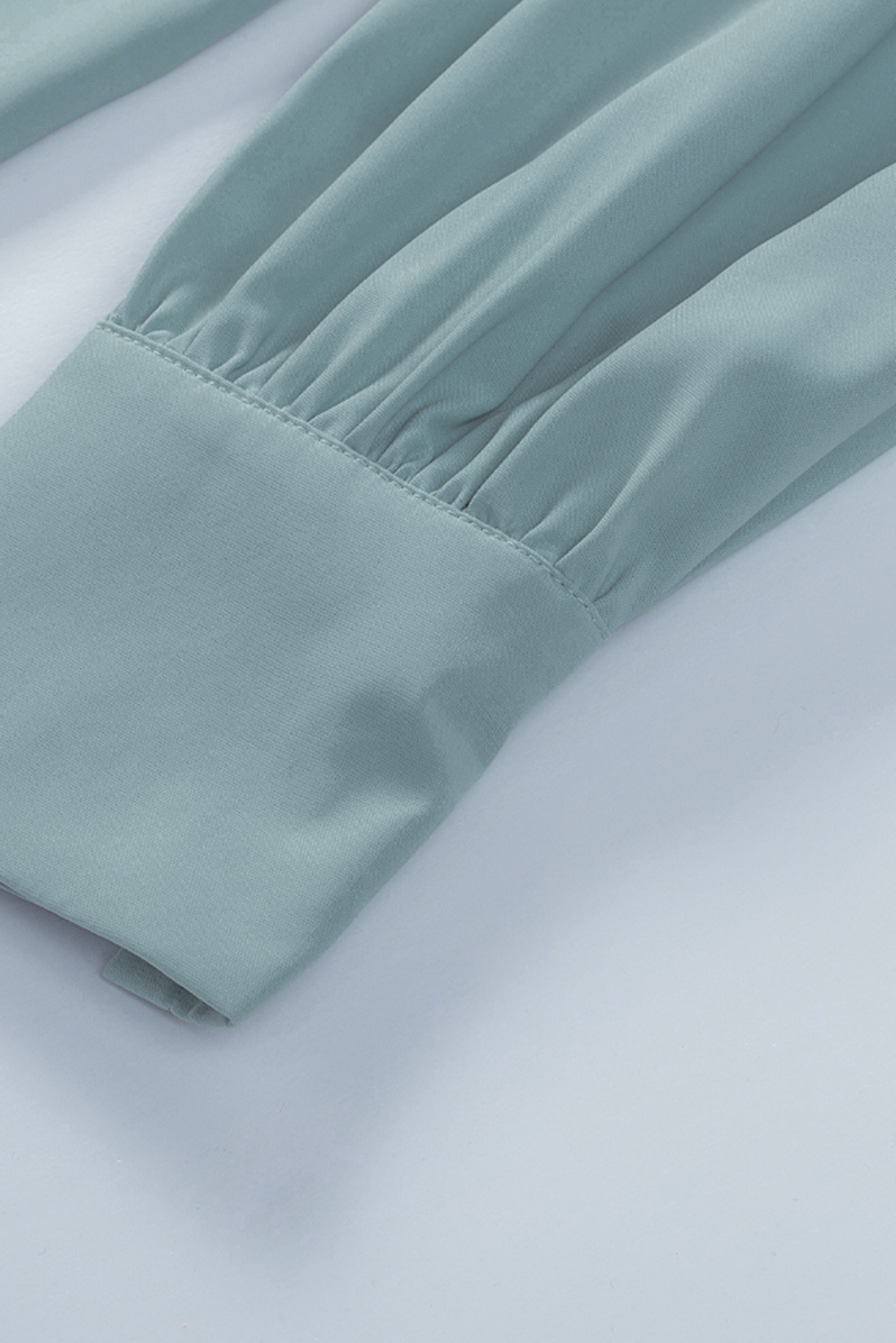 US$ 7.98 - Sky Blue Solid Color Button Up Puff Sleeve Blouse - www.mshiying.com